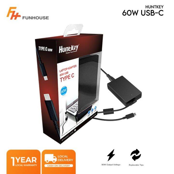 Huntkey 60W USB Type-C Power Supply Adapter, USB C Charger Laptop ...