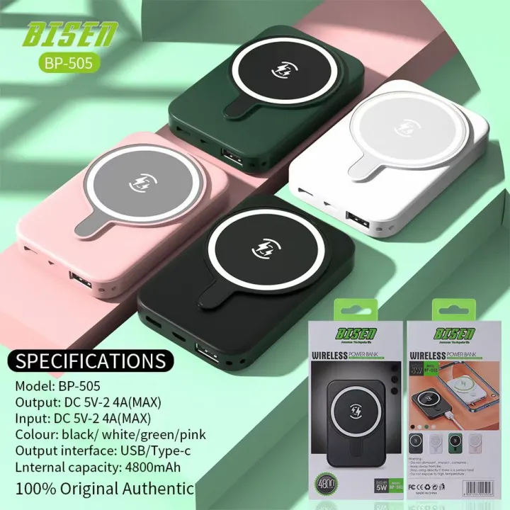 【YCC】Wireless Ultra-thin Magnetic Fast Charge 2.4A Original Power Bank 48000mAh Bisson BP-505 ...