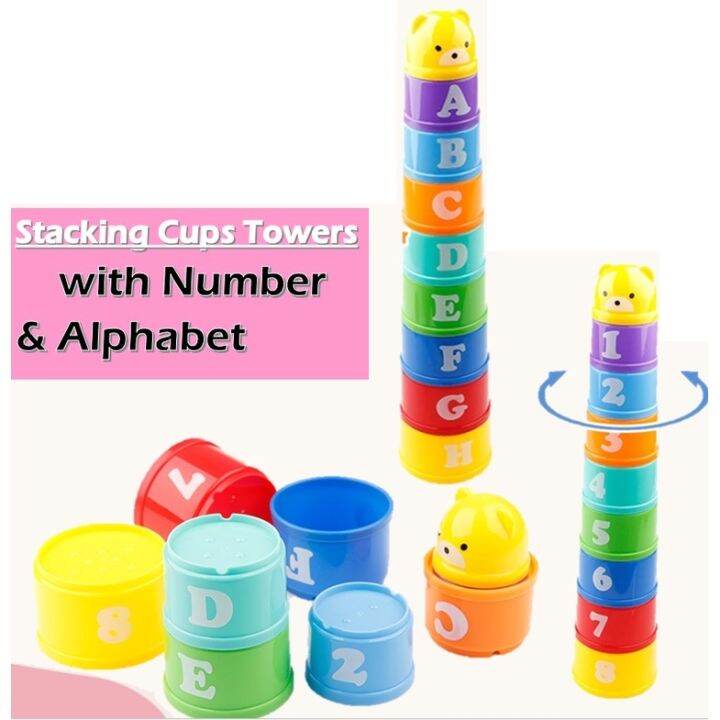 Stacking Cups Towers Baby Stacking Blocks Educational Toys With Numbers ...