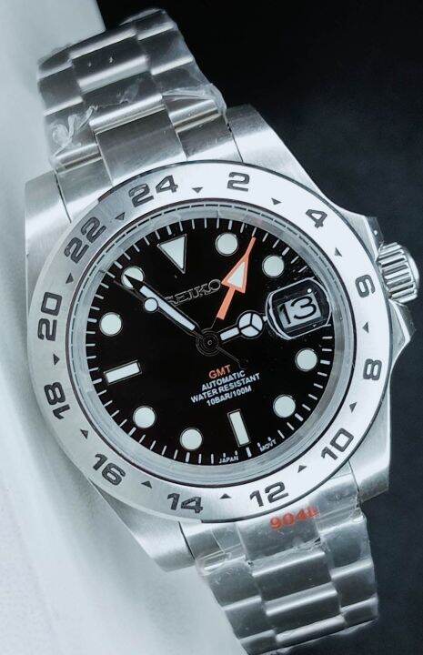 NH34 GMT Movement EXPLORER II BLACK DIAL Custom Build Homage Watch ...