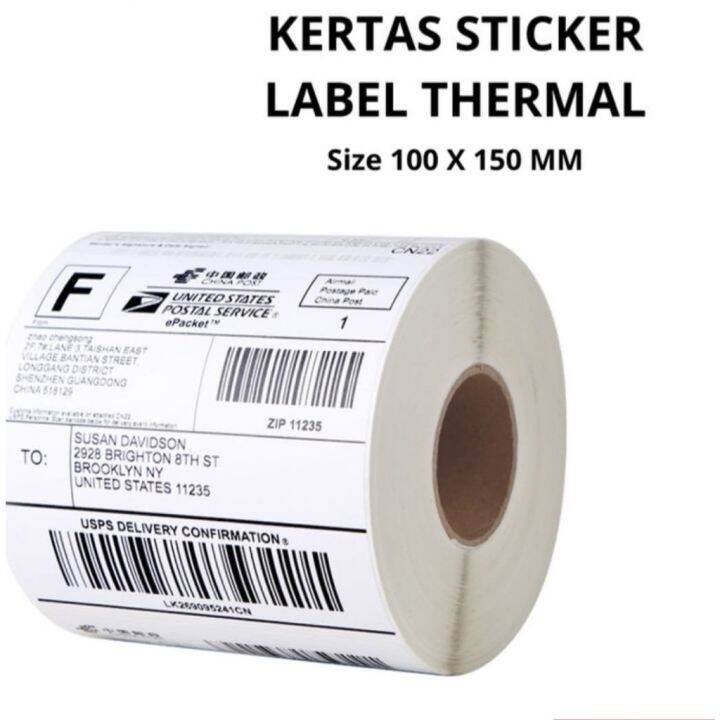 [ ISI 250 PCS ] Kertas Lable Printer Thermal 100x150mm - Sticker ...