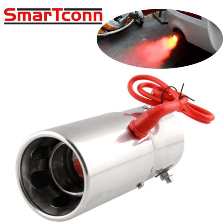 SMARTCONN Exhaust Pipe Tail Muffler External Modified Muffler Universal Car Vehicle Red LED ...