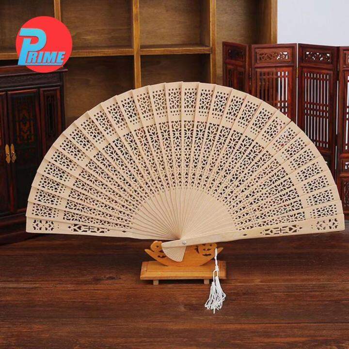 PRIME.AZ Folding Bamboo Original Wooden Carved Hand Fan Craft Fan ...