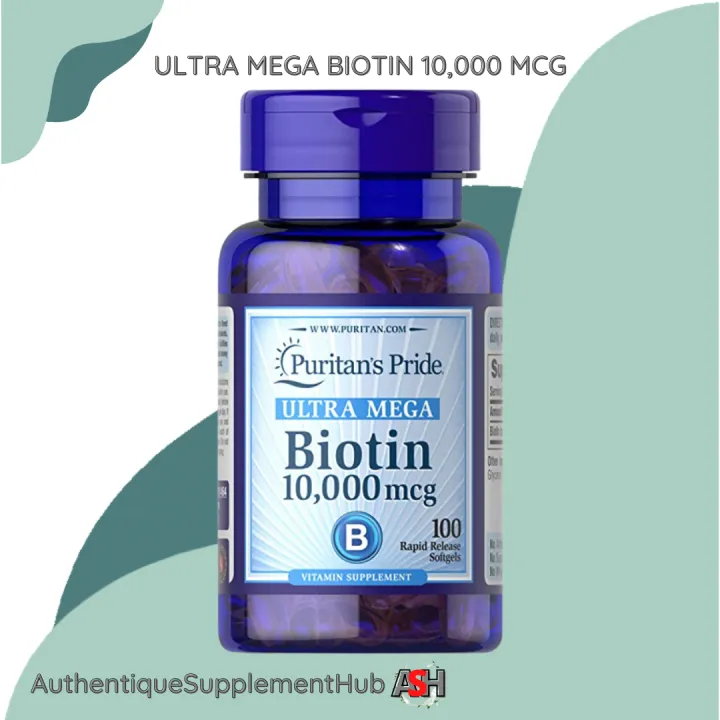 Puritan's Pride Ultra Mega Biotin 10000 mcg, 100 Softgels | Lazada PH