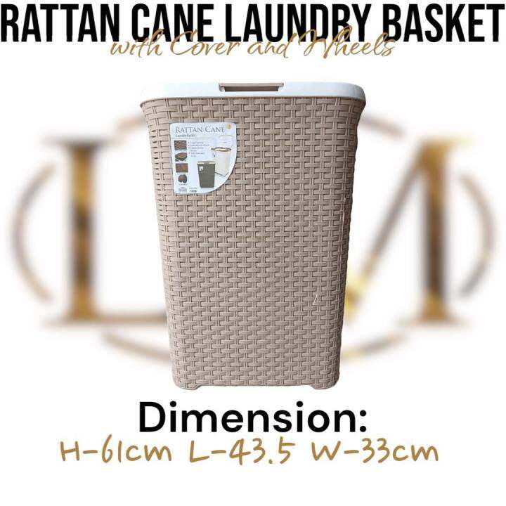 Uniglobal High Quality Rattan Cane Laundry Basket With Cover And Wheels | Lazada PH