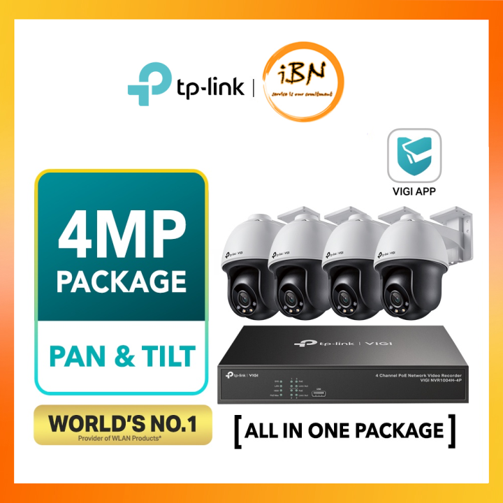 TP-Link 4MP AI CCTV Outdoor Bundle Full-Color Pan Tilt Wired IP Camera with PoE NVR (4MM) VIGI 4 ...