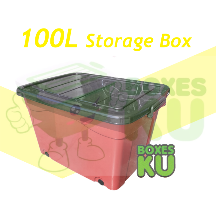 [New] 3 Units 100Litre Plastic Storage Box With Wheels / 3 Unit Bekas Simpanan Plastik 100L ...