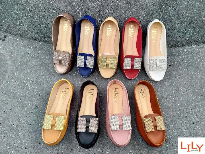 Lily Shoes รองเท้าคัทชูหุ้มส้นสวยๆ แบบโบว์ใหญ่เพชร ไซส์ 36 - 45 ...