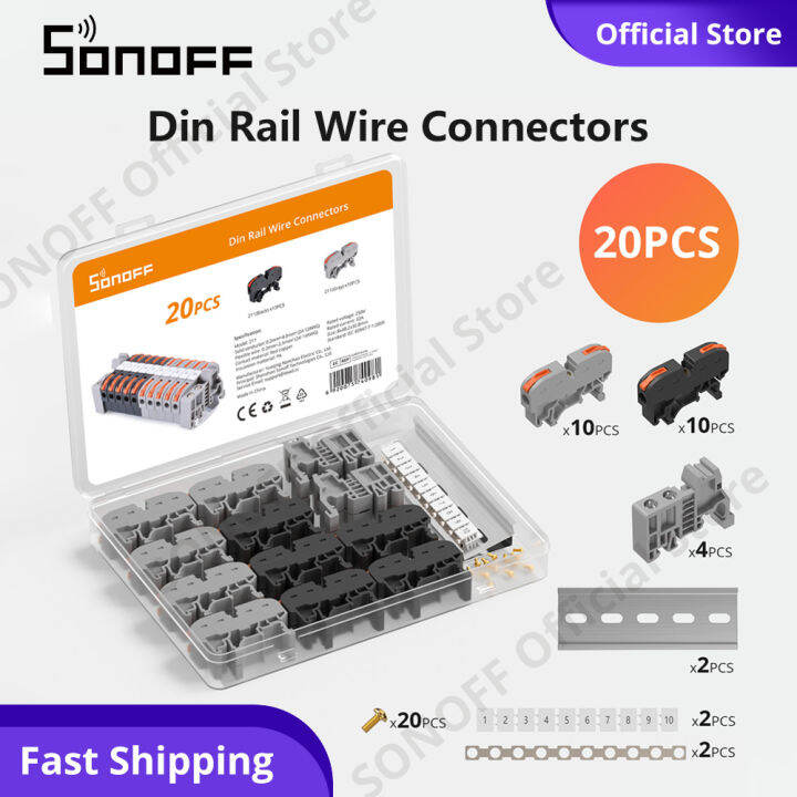 SONOFF 20PCS Din Rail Wire Connectors Terminal Blocks Kit Safety and ...