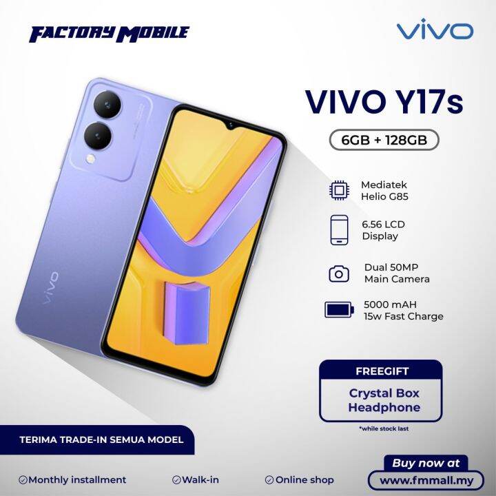 Vivo Y17s Smartphone 6.56" | 6GB RAM + 128GB ROM | Mediatek Helio G85 | Dual 50MP Main Camera ...