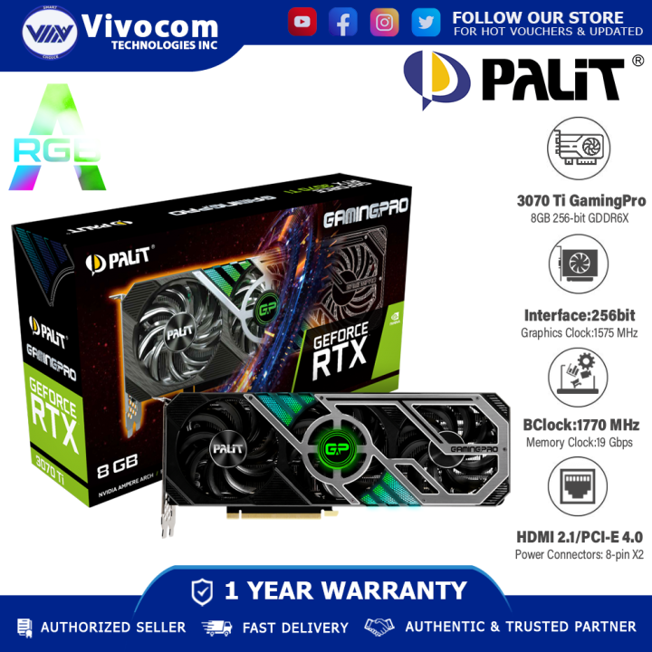 Palit RTX 3070 Ti GamingPro 8GB 256-bit GDDR6X Graphics Card, 3070TI ...