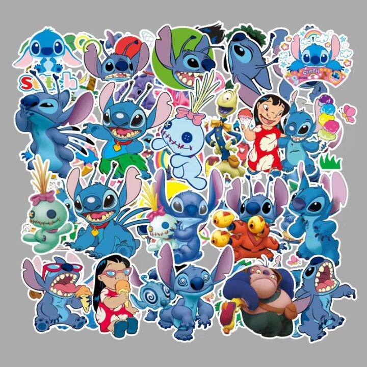 As 50pcs Lilo And Stitch Waterproof Stickers Anime Graffiti Scrapbook
