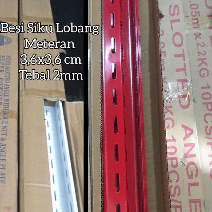 Besi Siku Lubang 1 meter Tebal 2mm non acc Merah L 3,6 cm 4x4 2.1MM AN ...