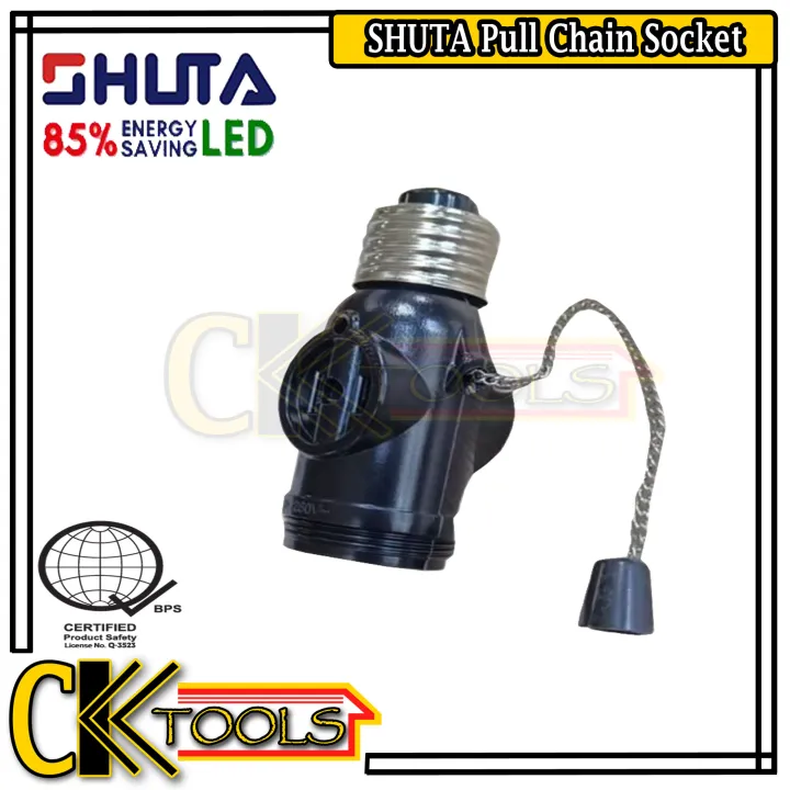 SHUTA PULL CHAIN SOCKET W/ 2 FLAT PIN OUTLETS STE-Y006 BPS CERTIFIED ...