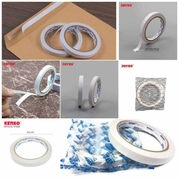 Double Tape Solatif Perekat 2 sisi Joyko Kenko UKuran 12 MM X 15 YARD 1 ...