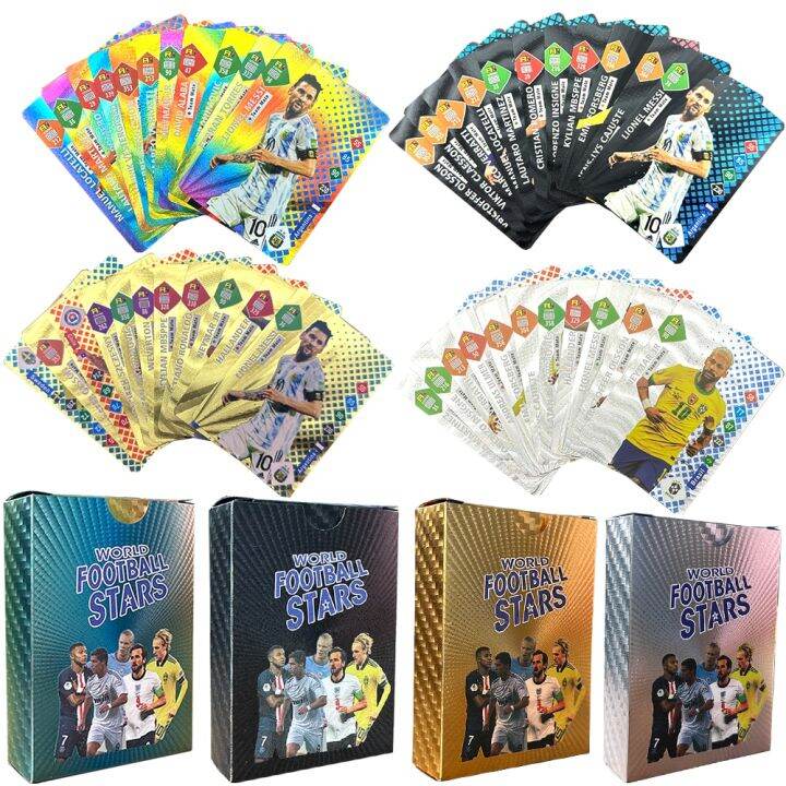 ฟุตบอล FIFA All-Star บัตรสะสมสีสันเงินดาวสีดำดาวฟุตบอลโรนัลโด้เมสซี่ ...