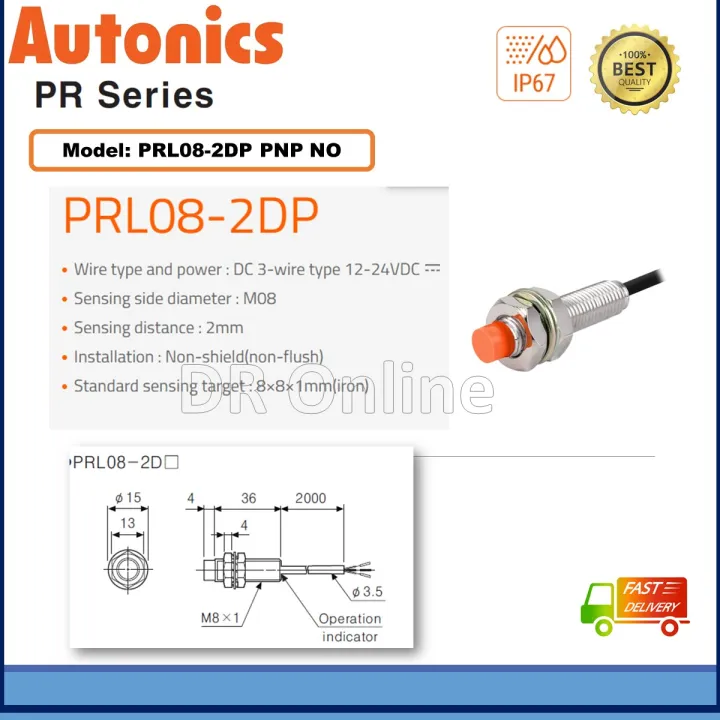 Autonics Proximity Sensor PRL08-2DP M8 2MM Sensing 2mm DC3 Wire 12 ...