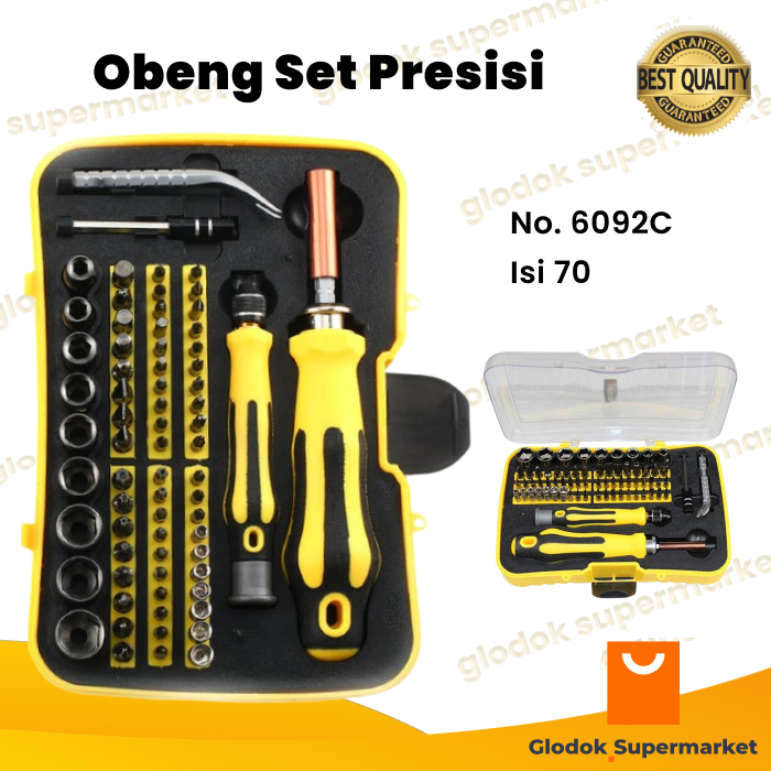 Obeng Set Presisi 70 in 1 Screwdriver Magnetic Sock Peralatan Service HP Reparasi Tools 6092C ...