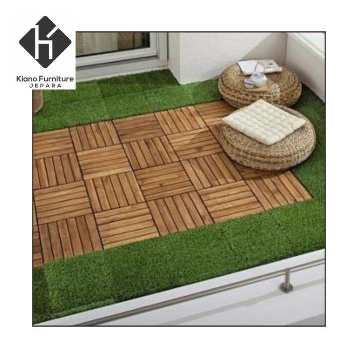 (SATUAN) UBIN KAYU JATI DECKING TILE / LANTAI KAYU JATI / PARQUET ...