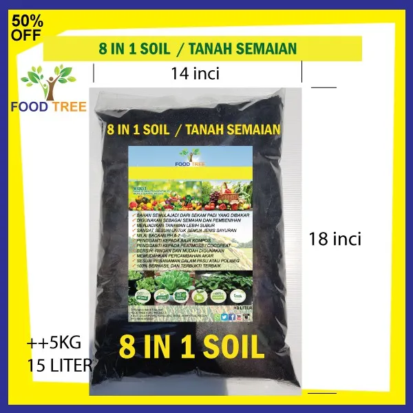 5KG TANAH SEMAIAN TANAMAN ORGANIK NUTRIEN 8 dalam 1 / ORGANIC SOIL 5KG ...