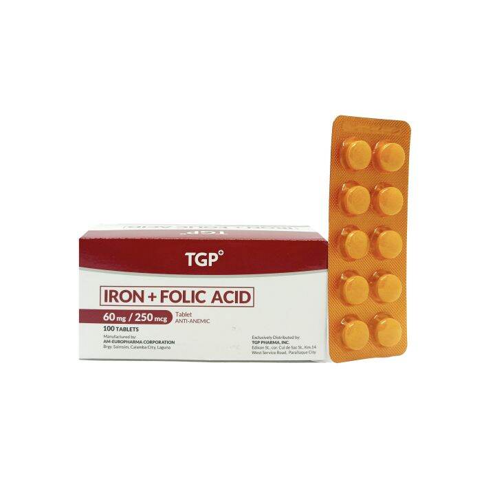 TGP Iron + Folic Acid 60mg/250mcg (10 pcs/pack) anti-anemic | Lazada PH
