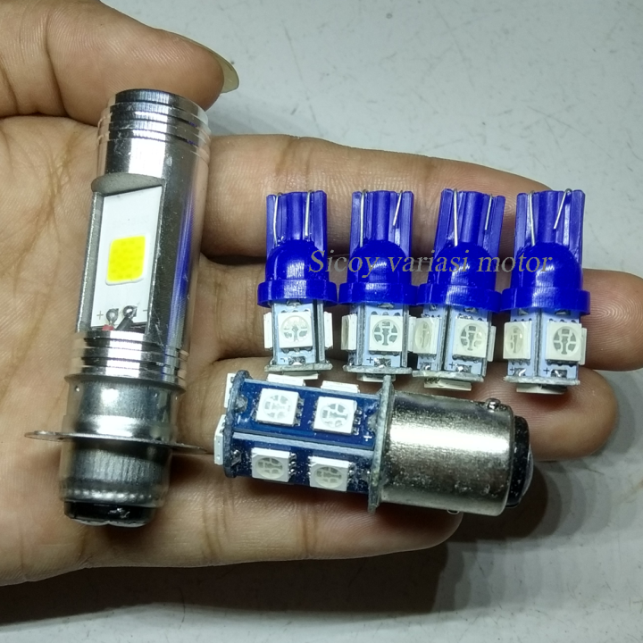 PAKET LENGKAP Lampu Depan /Lampu Utama LED H6 2 Sisi ,Lampu Stop Rem LED 13Mata KEDIP Variasi ...