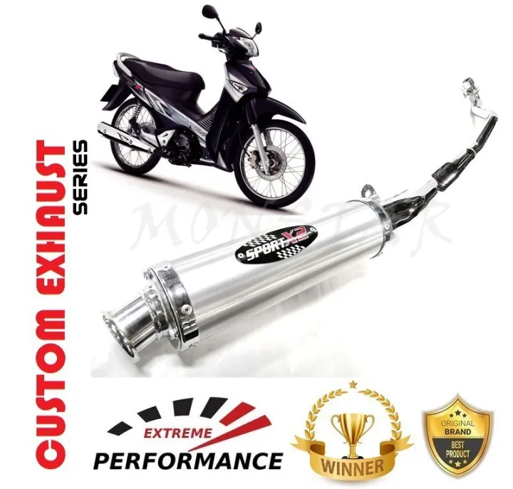 WAVE 125 wave125 Ekzos Racing SPORT X2 EPOWER Exhaust exzos exos EJM ...