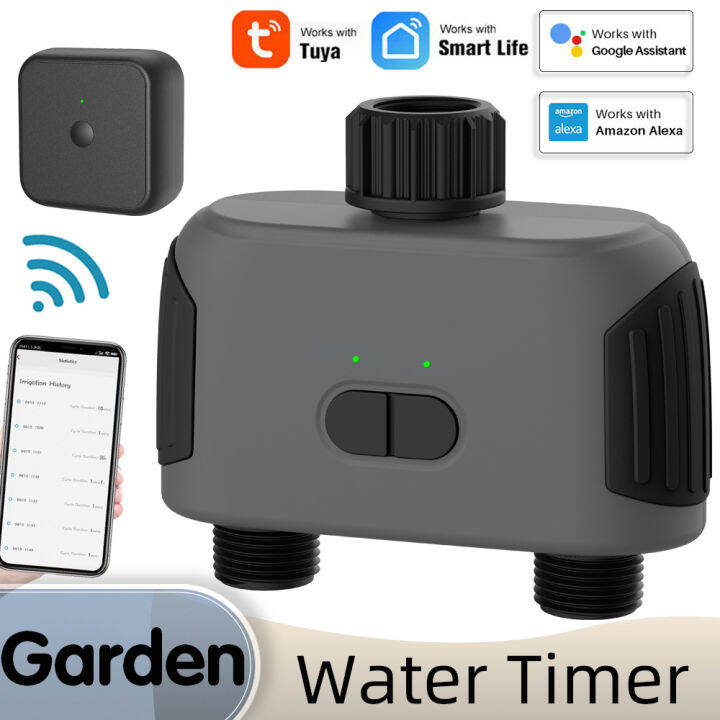 Inligent Life 2-Way Garden Water Timer Bluetooth& WiFi-compatible Smart Solenoid Valve Automatic ...