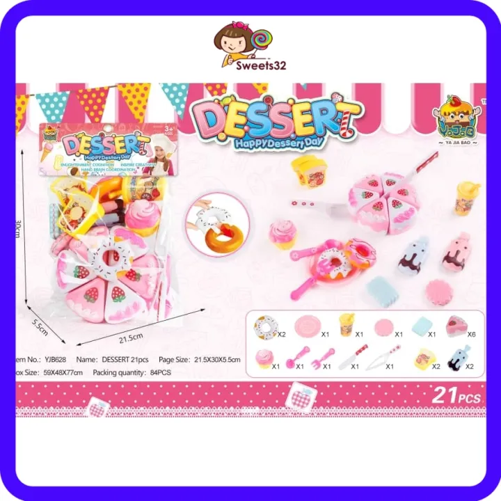 Dessert Cake Toys Cutting Kids Model Pretend Role Play Plastic Food ...