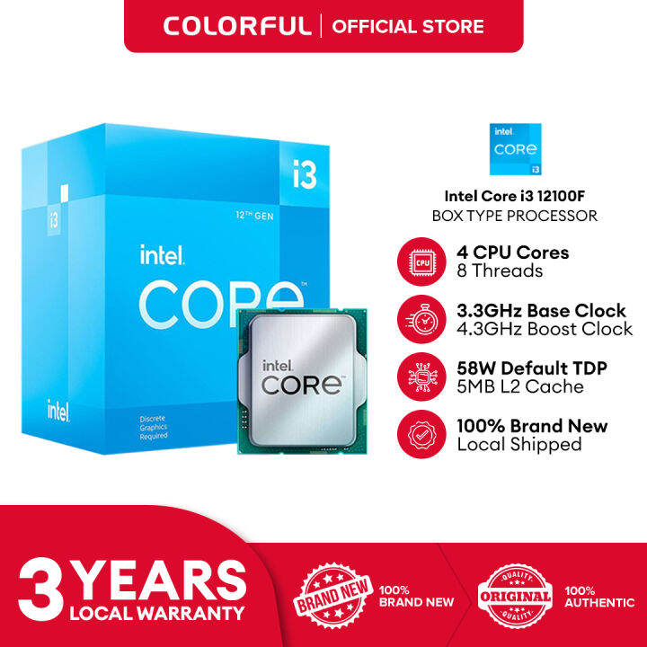 Intel® Core™ i3-12100F Boxed Desktop Processor (CPU Cooler Included ...