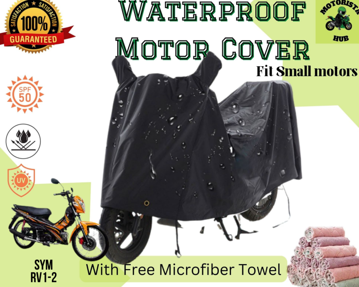 SYM RV1-2 Motor Cover WATERPROOF | Black | Fit sa Small motors mo ...