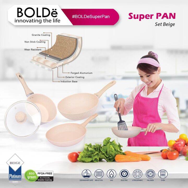 (FREE NYLON) BOLDe Super Pan Original Set Granite Series 3 varian ...