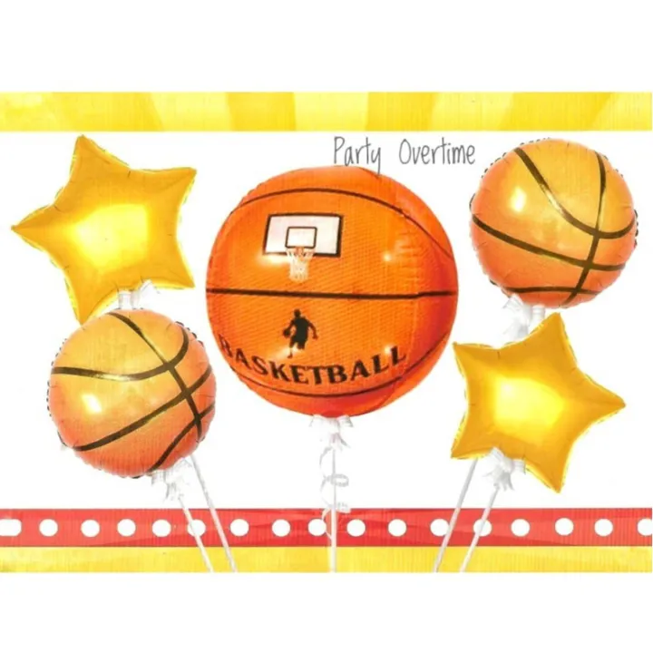 5 pcs Basketball Sports design Foil oon Set Birthday Christening Party ...