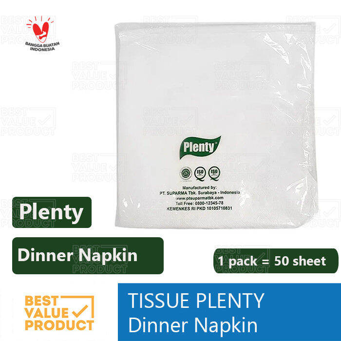 Tissue Plenty DINNER NAPKIN 50 sheets 2 Ply Large Size | Lazada Indonesia