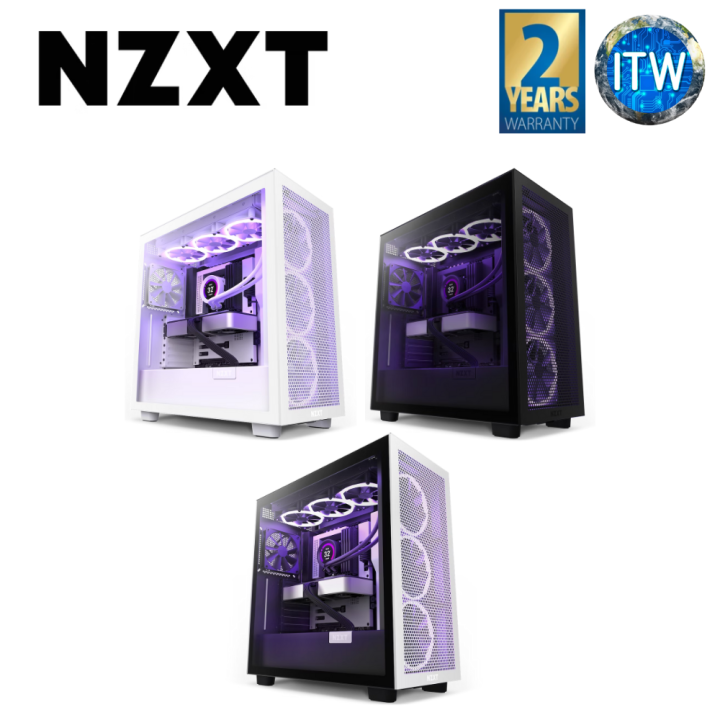 NZXT H7 Flow - Front IO USB Type-C Port Tempered Glass Side Panel ATX ...