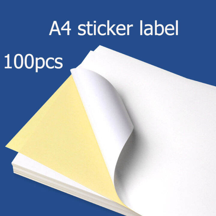 Sticker Paper A4 Matte 100s Self-adhesive 100 Sheets Self-adhesive Printing Paper Blank Writing ...