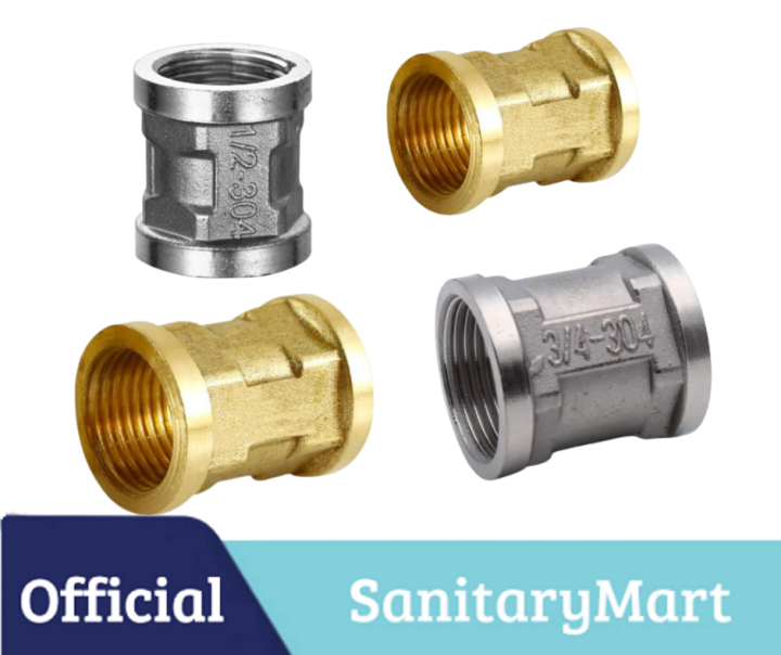 Sok Kran Drat Dalam 1/2 Inch Inci Pendek Kuningan Sock Sambungan Pipa 3 ...