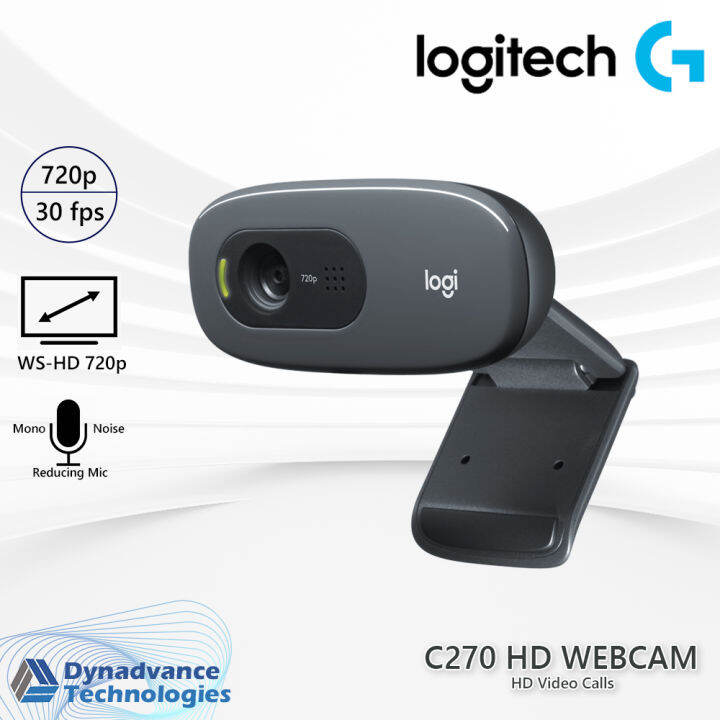 Logitech C270 HD Webcam with Mono Noise-Reducing Mic and 720 HD Video ...
