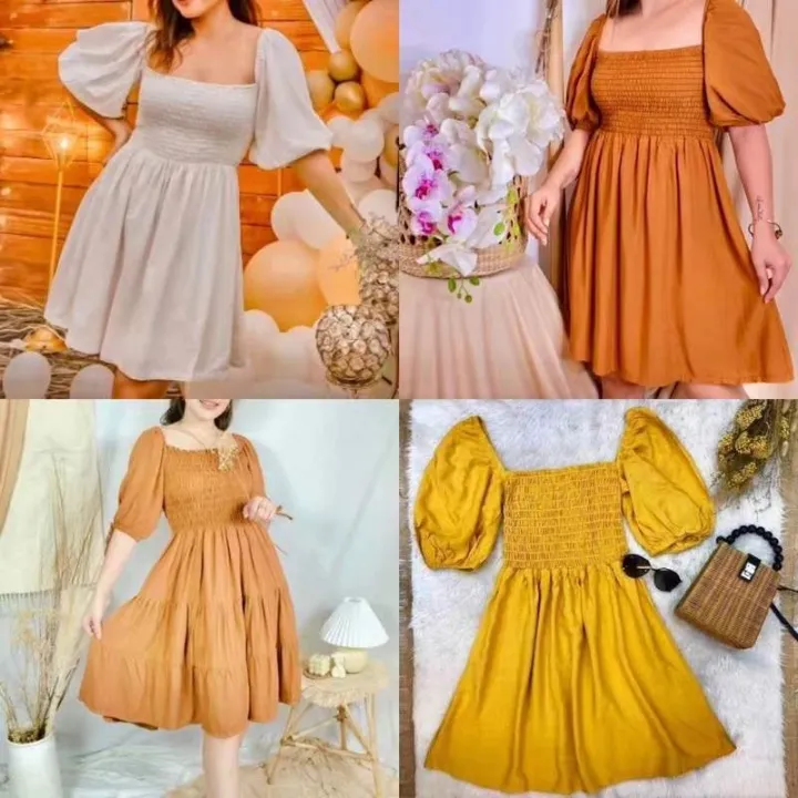 Plain ARIELLE Smocked Babydoll Dress SR | Lazada PH