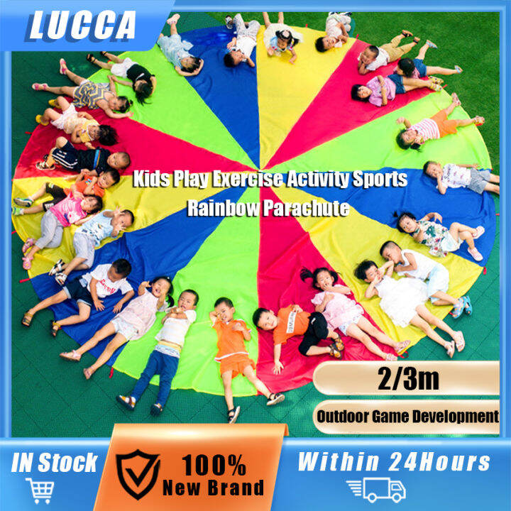 2M/3M Diameter Rainbow Parachute Toy Kids School Activity Teamwork ...