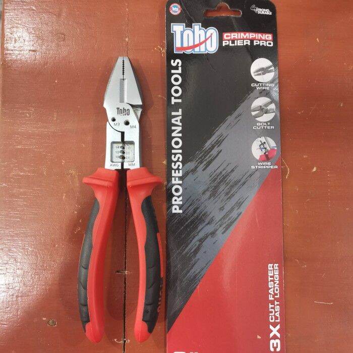 TOHO TANG CRIMPING PLIER PRO 8" TANG KOMBINASI KUPAS KABEL BOLT CUTTER ...