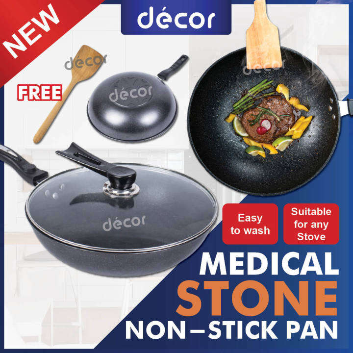 32cm Marble Stone Cooking Frying Pan Wok Pan Non Stick Cooking Pot | Lazada