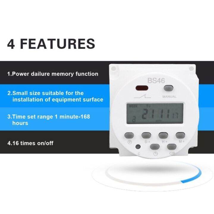 good quality affordable digital timer switch samll light programmable time switch relay 220VAC ...