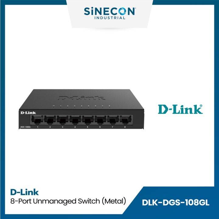D-Link ดีลิ้งค์ รุ่น DGS-108GL SWITCH (สวิตช์) 8 PORT GIGABIT METAL UNMANAGED DESKTOP SWITCH ...
