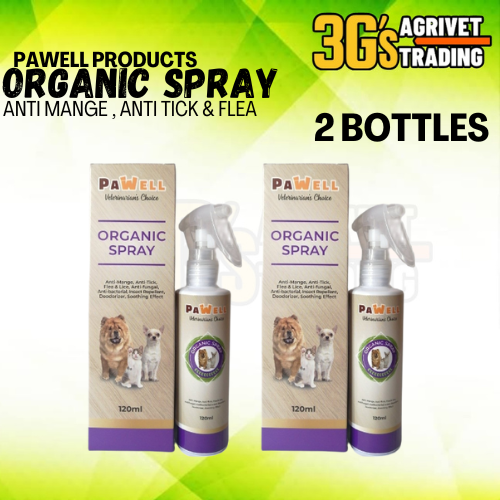 [3G AGRIVET] 2 PCS PAWELL ORGANIC SPRAY 120 ML/ ANTI - TICK /FLEA /LIES ...