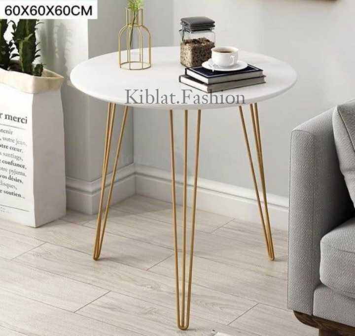 Meja Bulat Kaki Gold / Table Round Coffe Meja Minimalis Cafe | Lazada ...