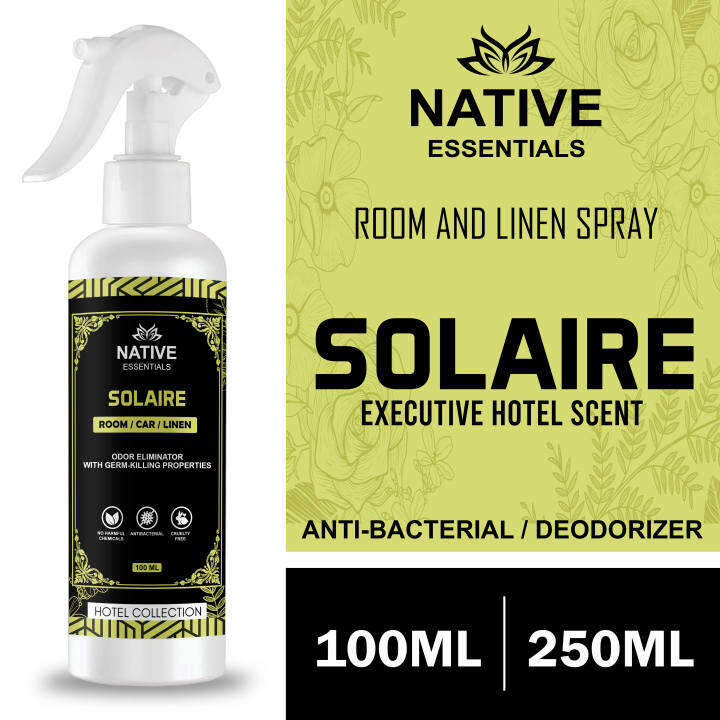 (Solaire Hotel scent) Air Freshener, Room and Linen Spray by Native Essentials - Disinfectant ...