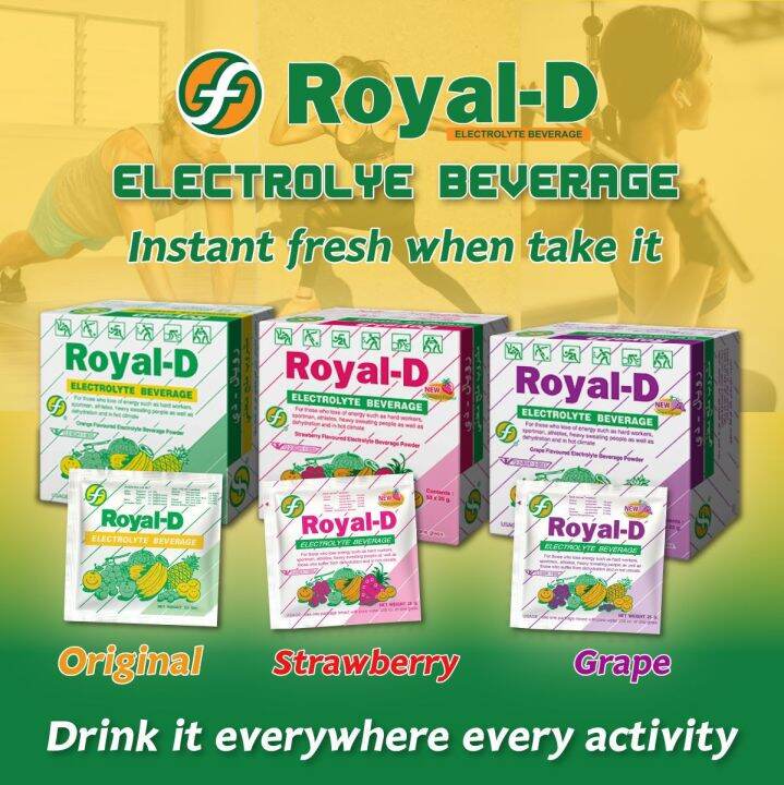 1 Box Thailand Royal-D Electrolyte Beverage 25gx50bags (Fruit Flavour ...