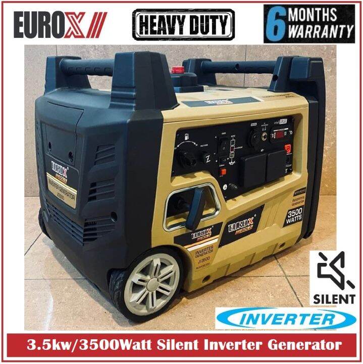 Eurox JI3500 3.5kw Silent Inverter Petrol Generator - Recoil Start - Heavy Duty - 6 Months Local ...