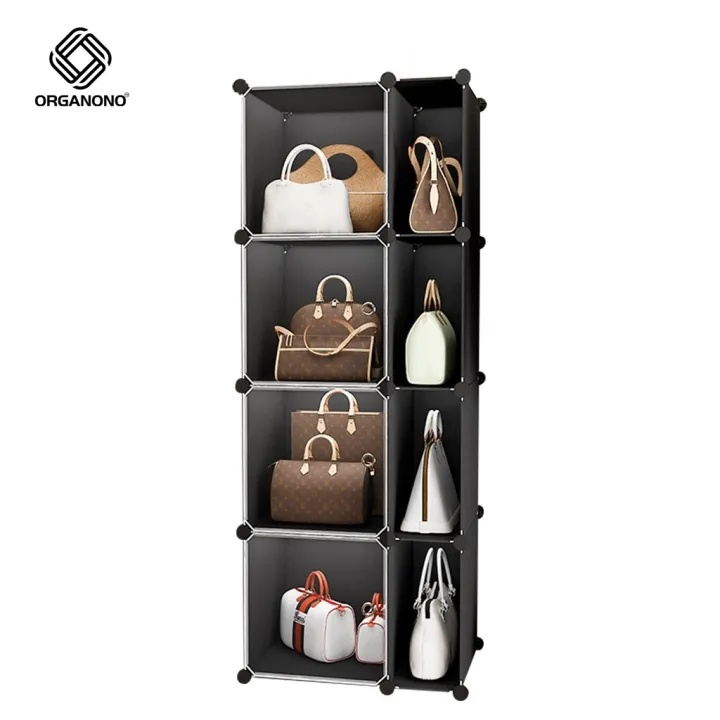 HOT Organono DIY 2-4 Doors Multipurpose Cabinet Bag Storage Display Rack Stackable Bag Organizer ...